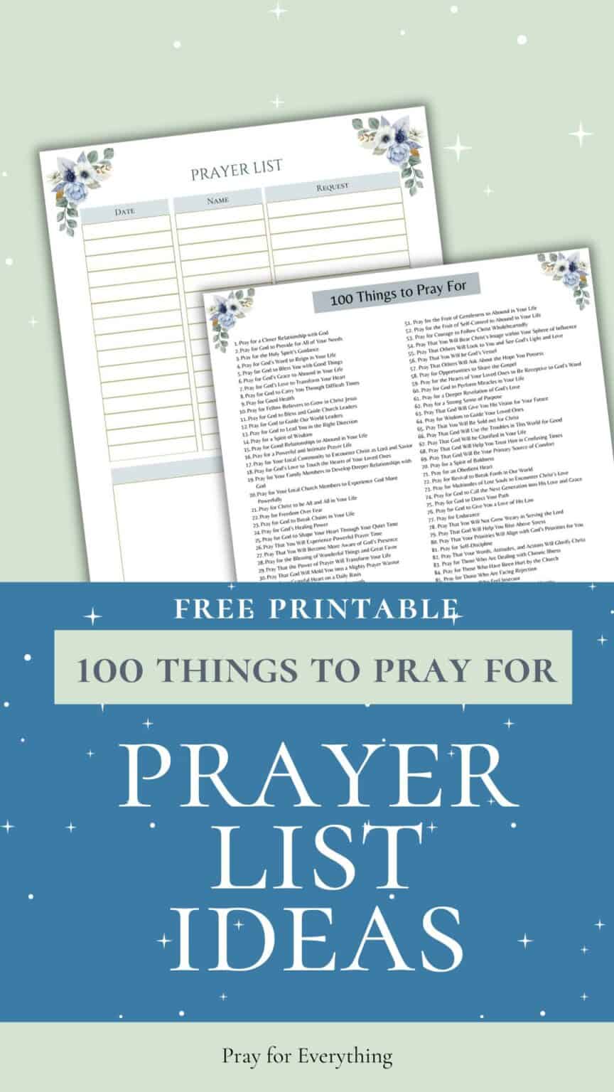 100 Prayer List Ideas - 100 Things to Pray For